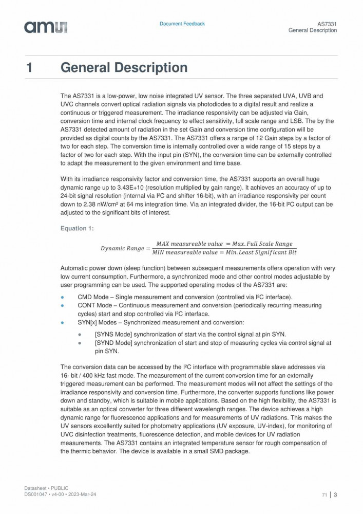 AS7331 datasheet page 4