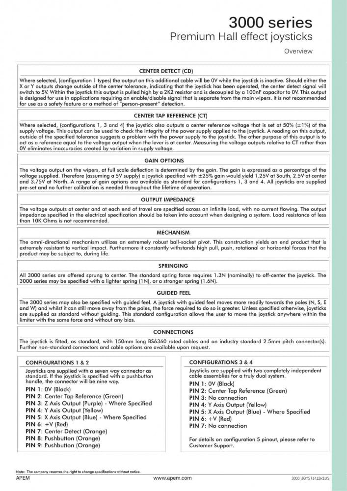 APEM 3000 Series document page 7