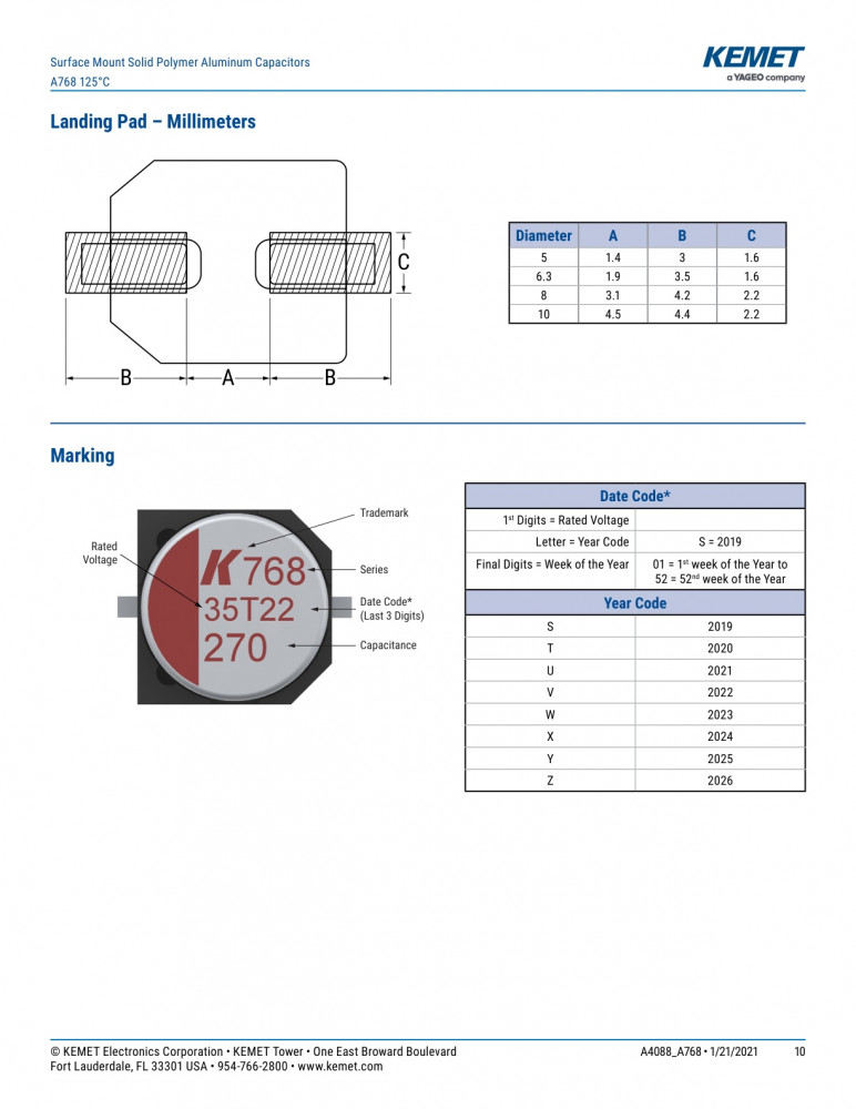 KEMET A768 datasheet page 10