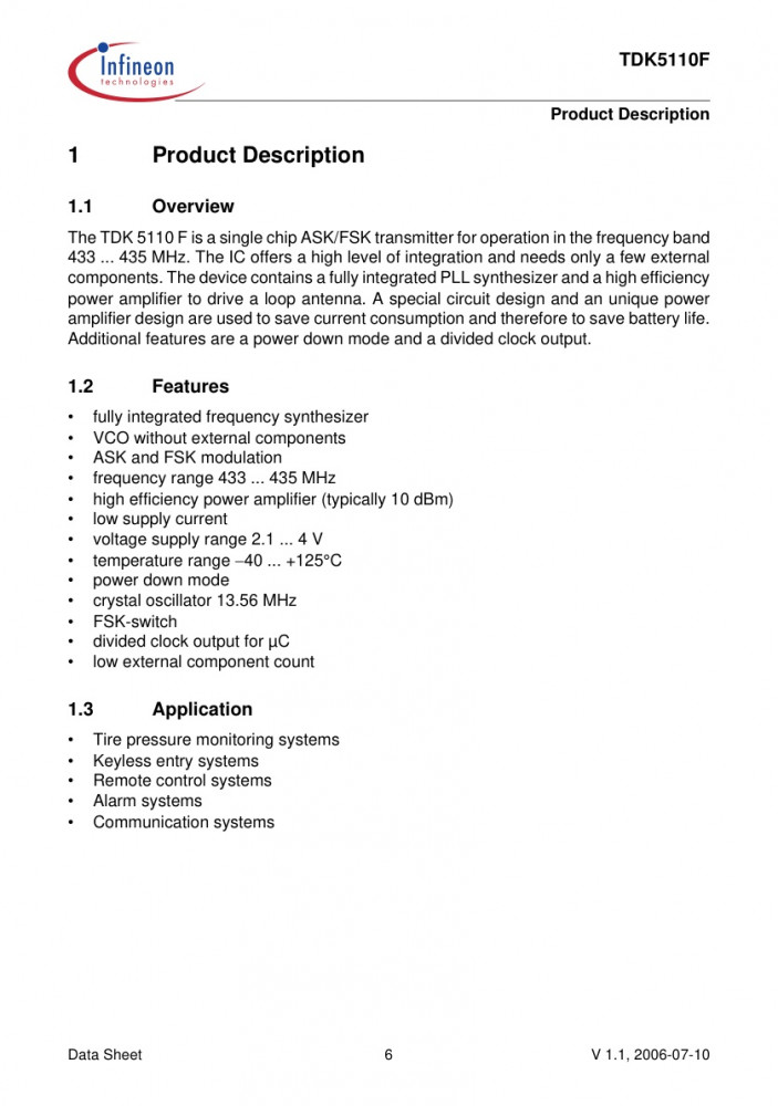 TDK5110F datasheet page 6