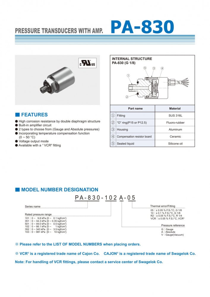 PA-830 technical document page 1