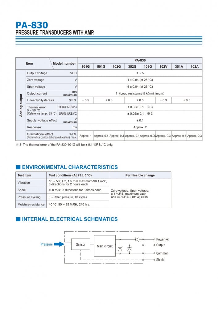 PA-830 technical document page 3