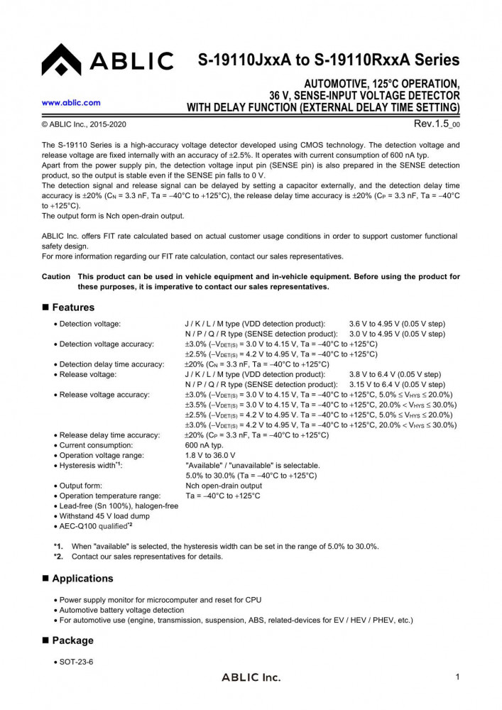S-19110 datasheet page 1