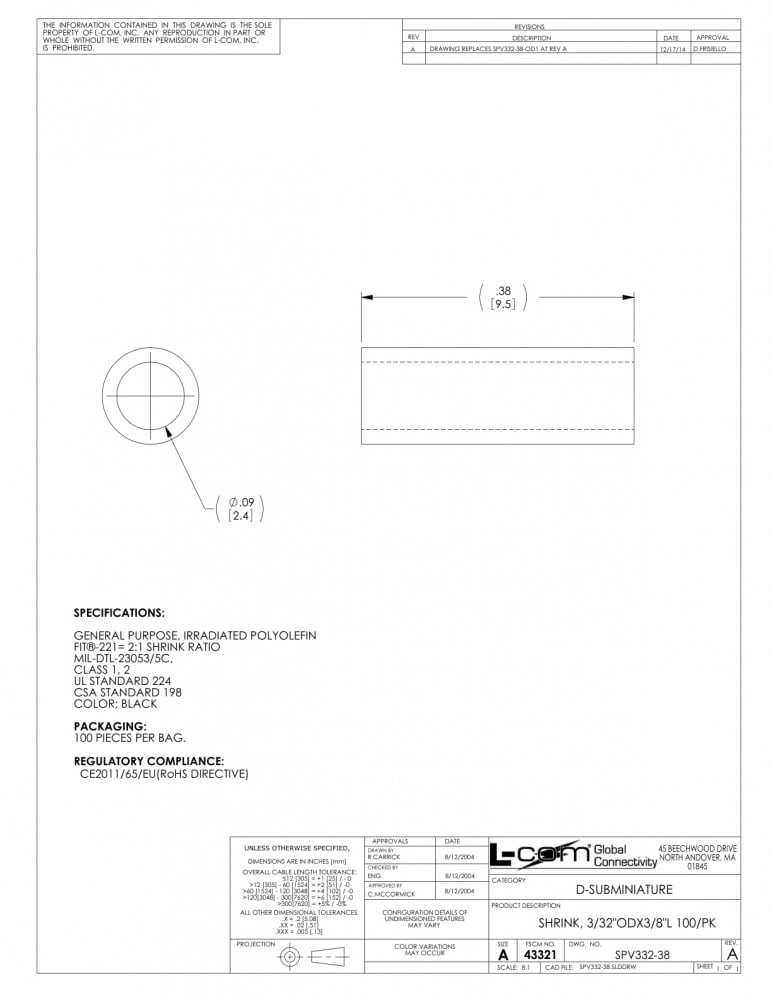 L-com SPV332-38 technical drawing page