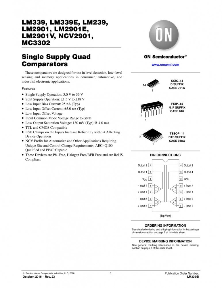 LM339 datasheet page 1