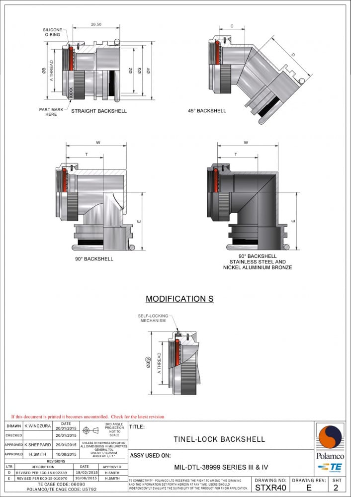 STXR40 Tinel-Lock backshell drawing page 2