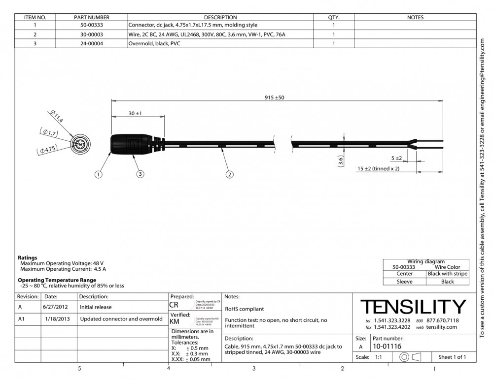Tensility International 10-01116 product drawing