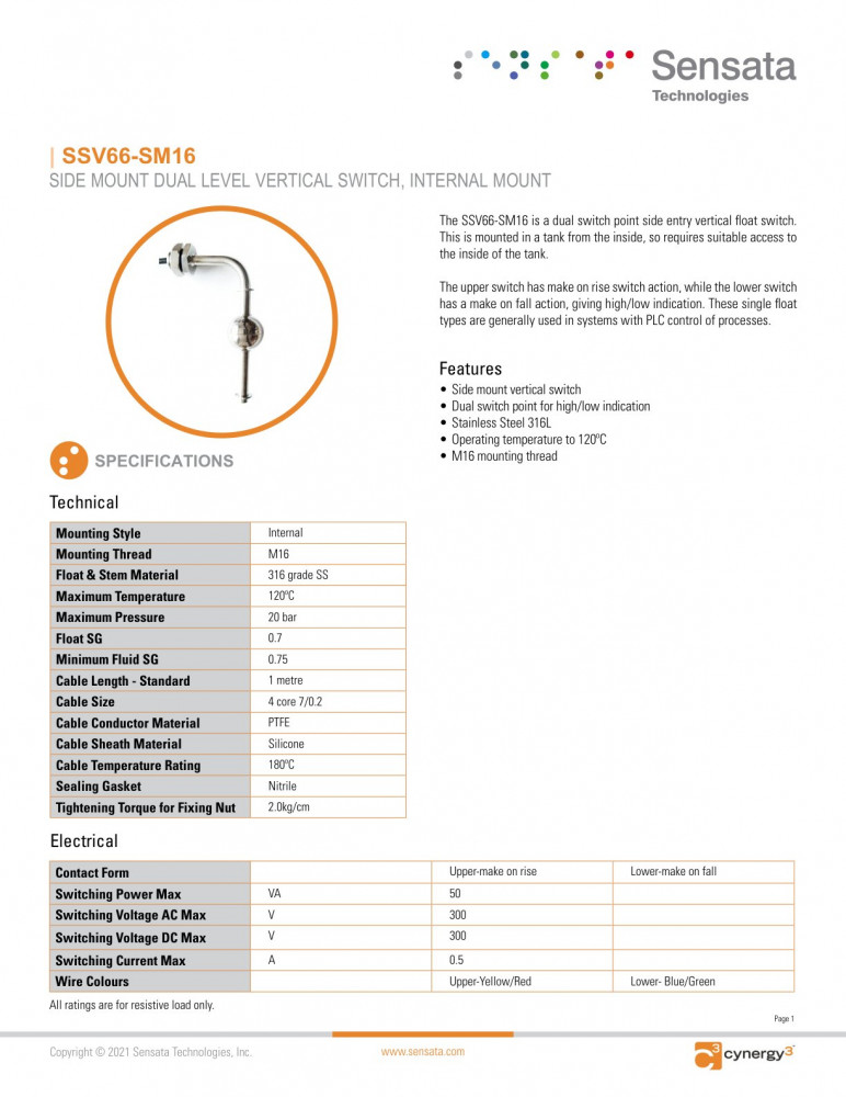 SSV66 series technical documentation page
