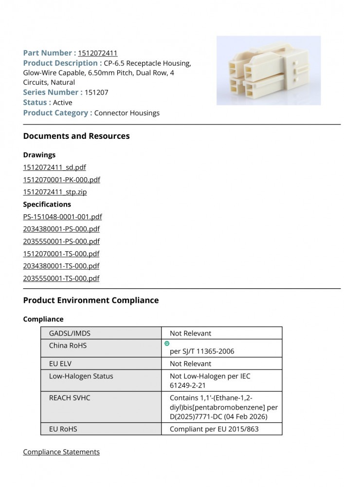 MOLEX 1512072411 product document preview, page 1