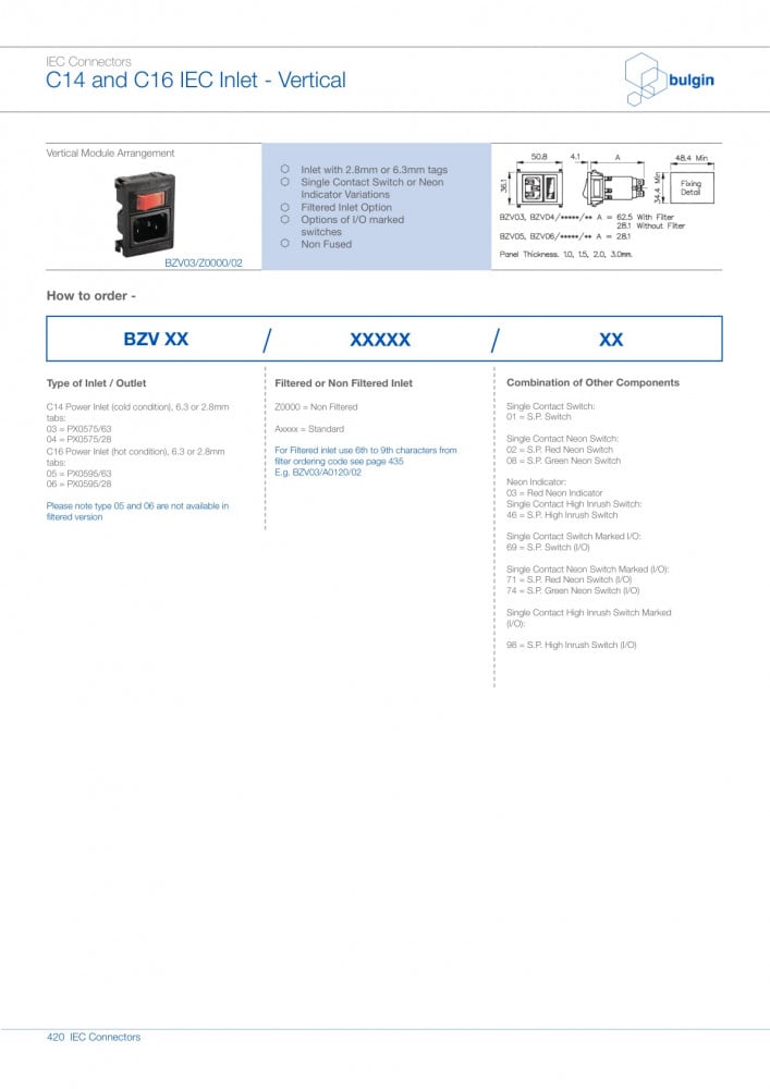 Bulgin power entry module documentation page 5