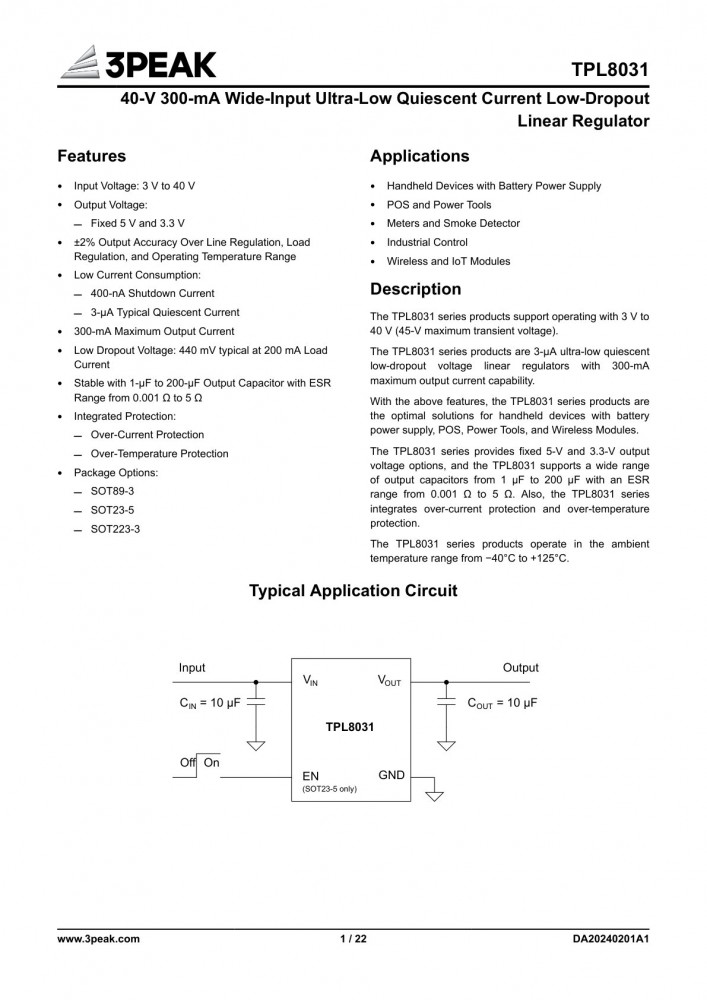 TPL803150-89TR datasheet page 1