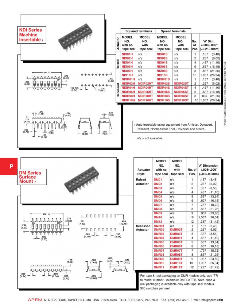 APEM DM01 datasheet page 2