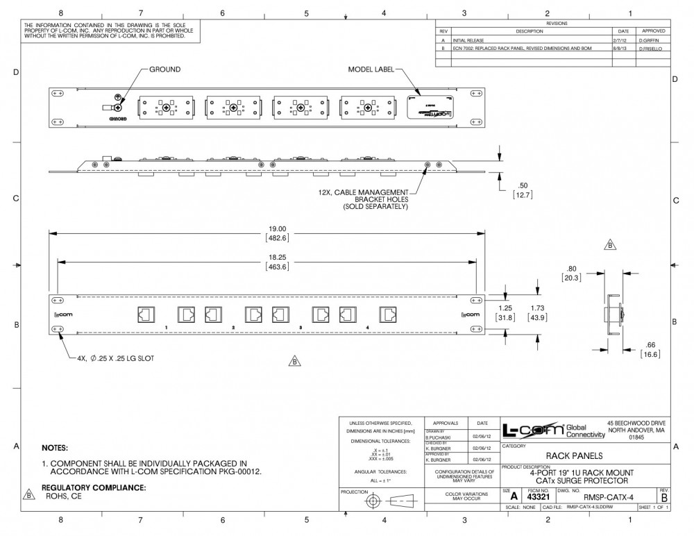 L-com RMSP-CAT5S-4 technical document preview