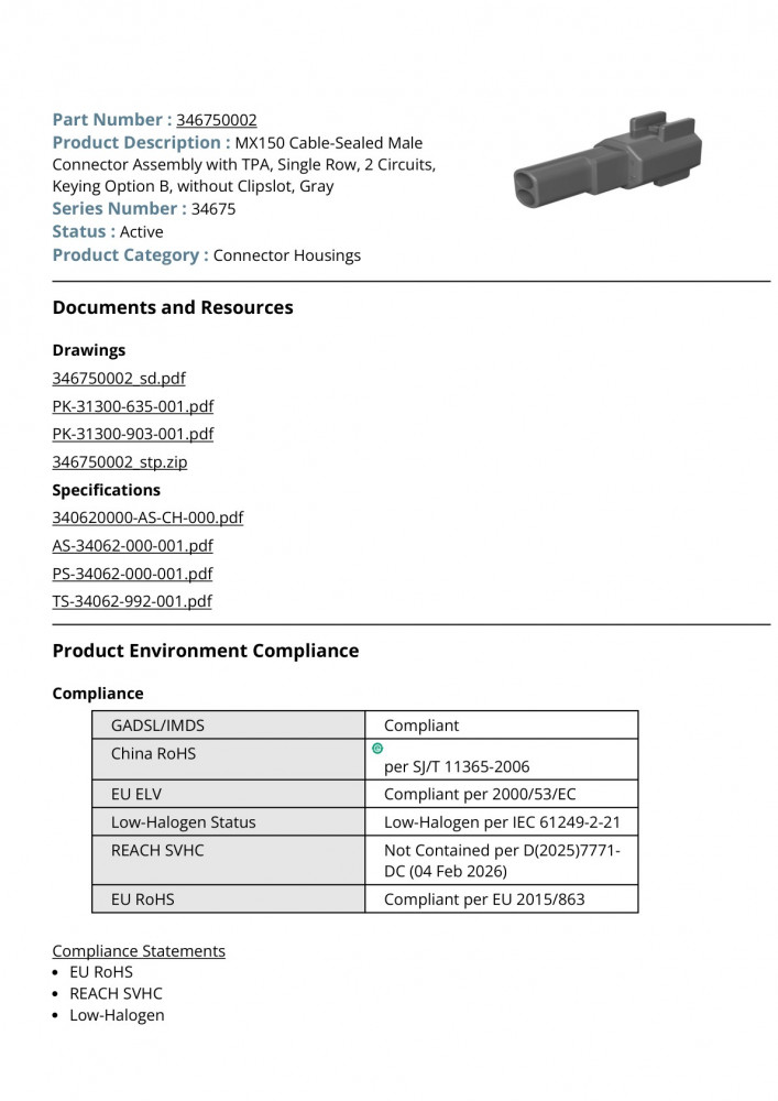 MOLEX 346750002 product document image 1