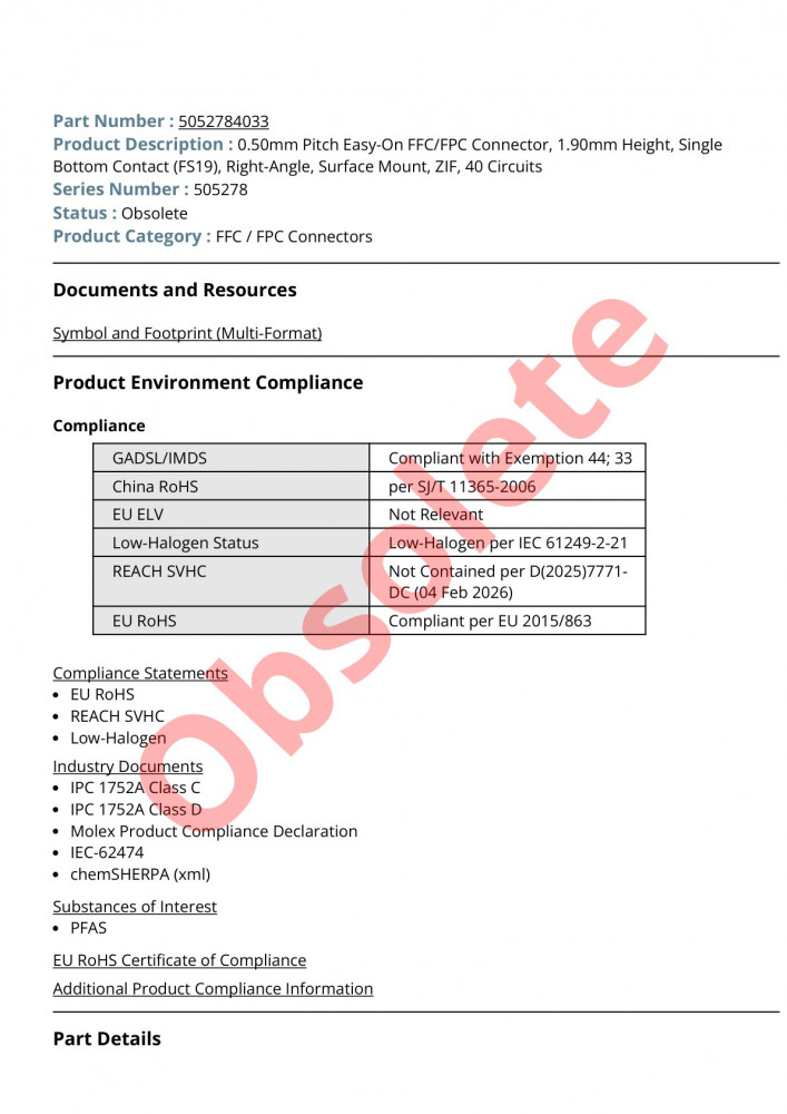 Technical document page 1 for product 5052784033