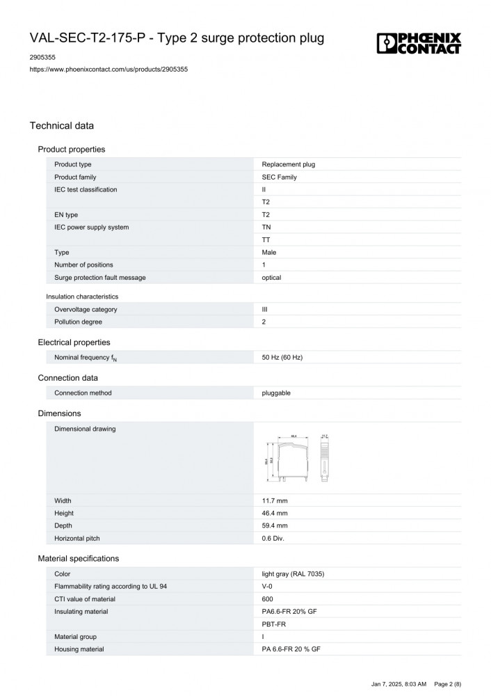 Phoenix Contact 2905355 technical document page 2