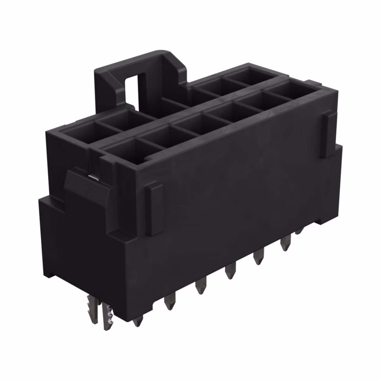 Ultra-Fit Vertical Header, 3.50mm Pitch, Dual Row, 12 Circuits, with Solder Clips, 0.38µm Gold (Au) Plating, Black, Glow-Wire Capable, Tray for sale