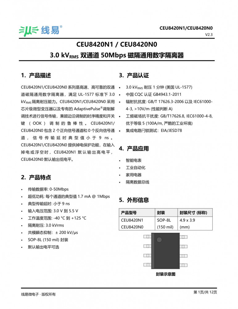 CEU8420N0 datasheet page 1