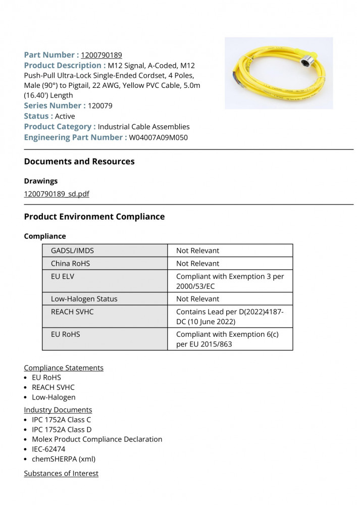 MOLEX technical document, page 1