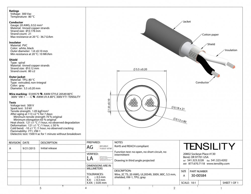 Tensility International 30-00584 product drawing