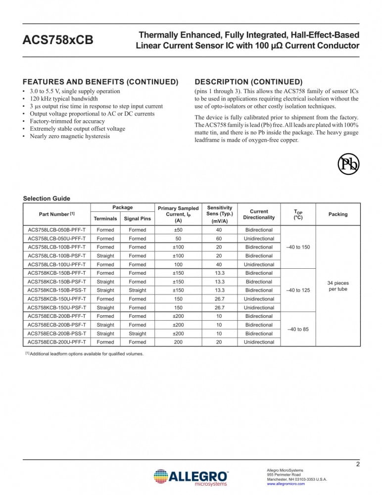 ACS758 datasheet page 2