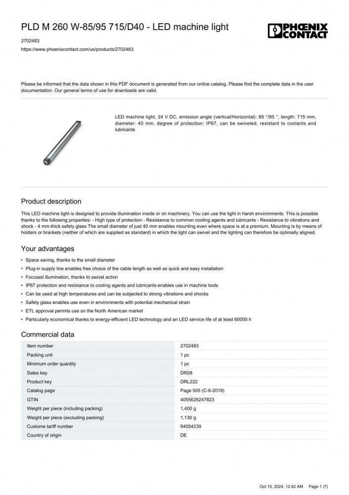 Phoenix Contact 2702483 datasheet page 1