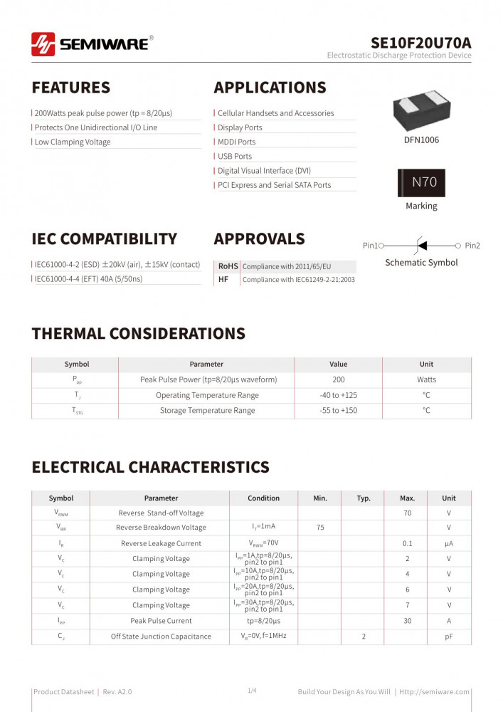SE10F20U70A datasheet page 1