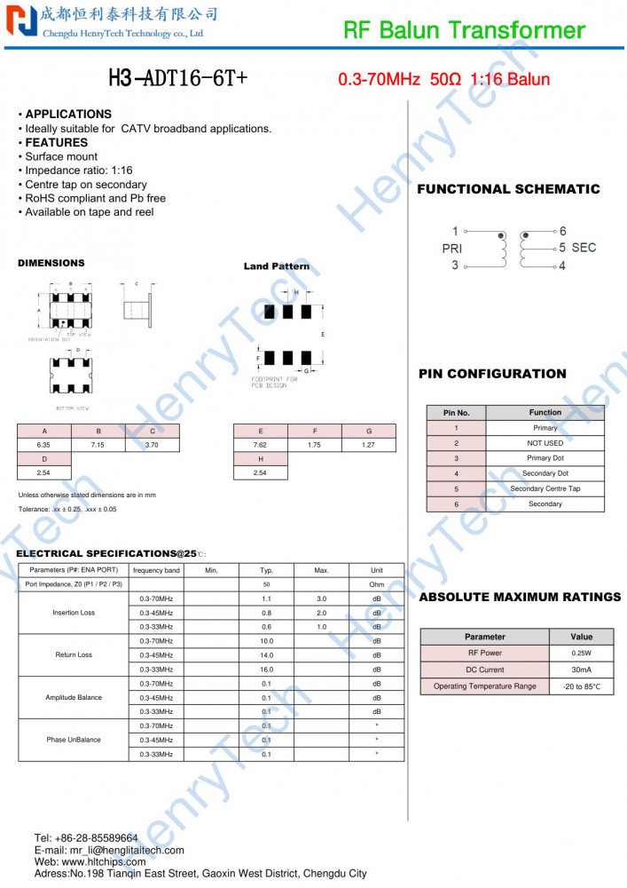 H3-ADT16-6T+ datasheet page 1