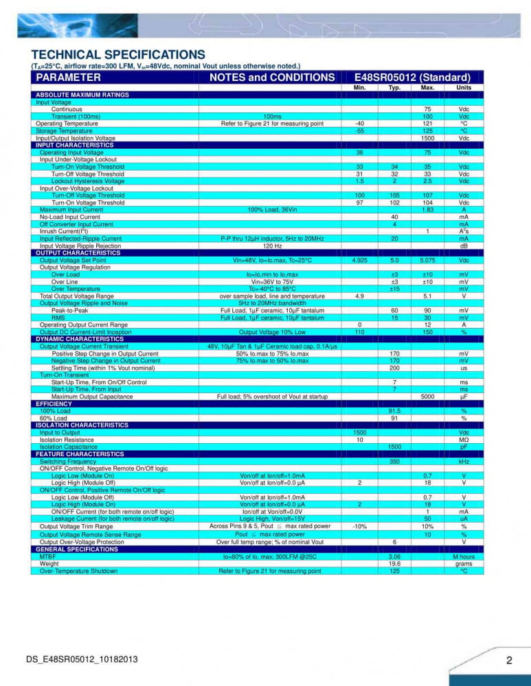 DELTA E48SR12007NRFA datasheet page 2