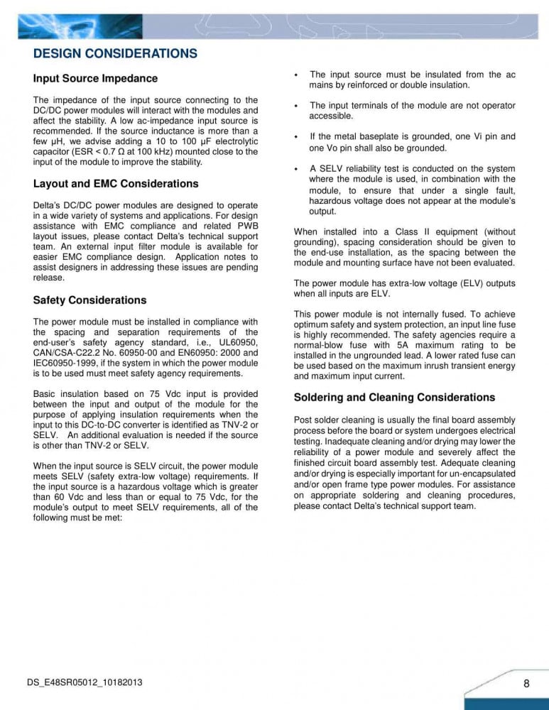 DELTA E48SR12007NRFA datasheet page 8