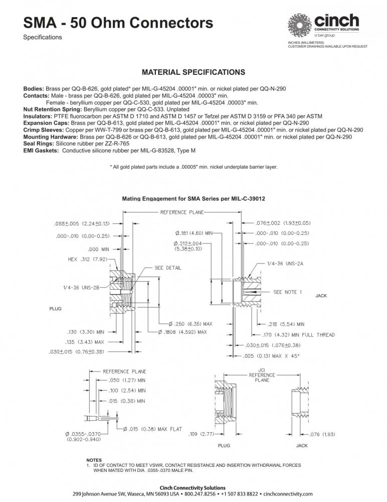 Bel Fuse SMA connector datasheet page 3