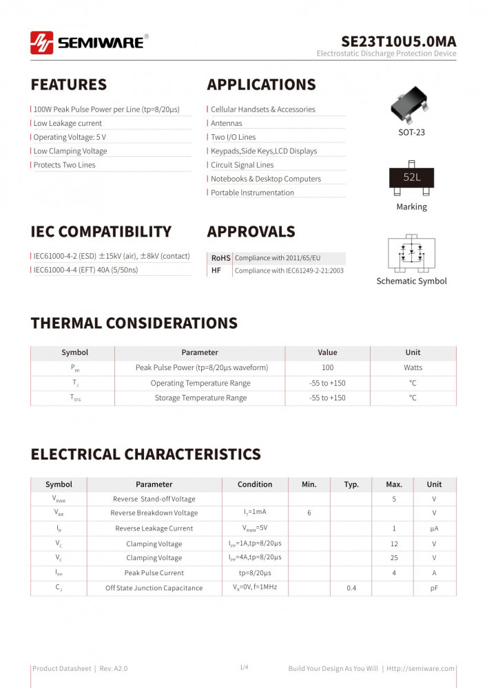 SE23T10U5.0MA datasheet page 1