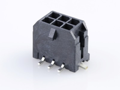 Micro-Fit 3.0 Vertical Header, 3.00mm Pitch, Dual Row, 6 Circuits, with Solder Tab, 0.76µm Gold Plating, Glow-Wire Capable, Black, Tape and Reel for sale