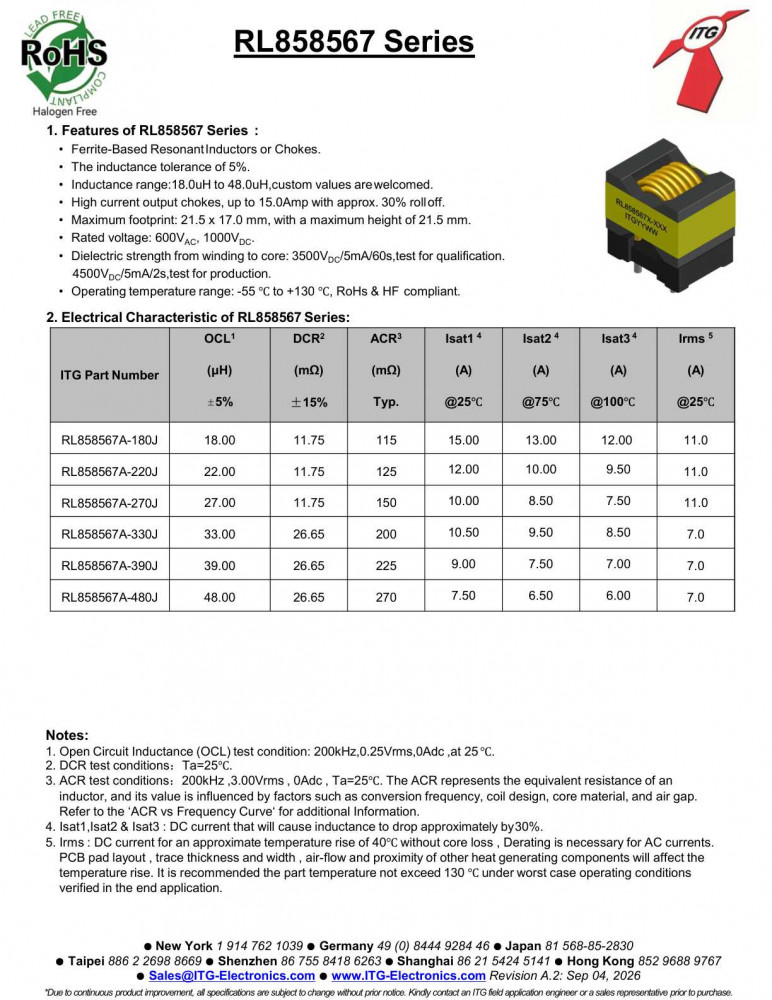 RL858567 datasheet page 1