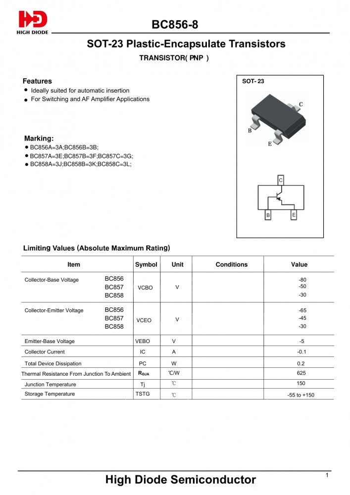 BC856B datasheet page 1