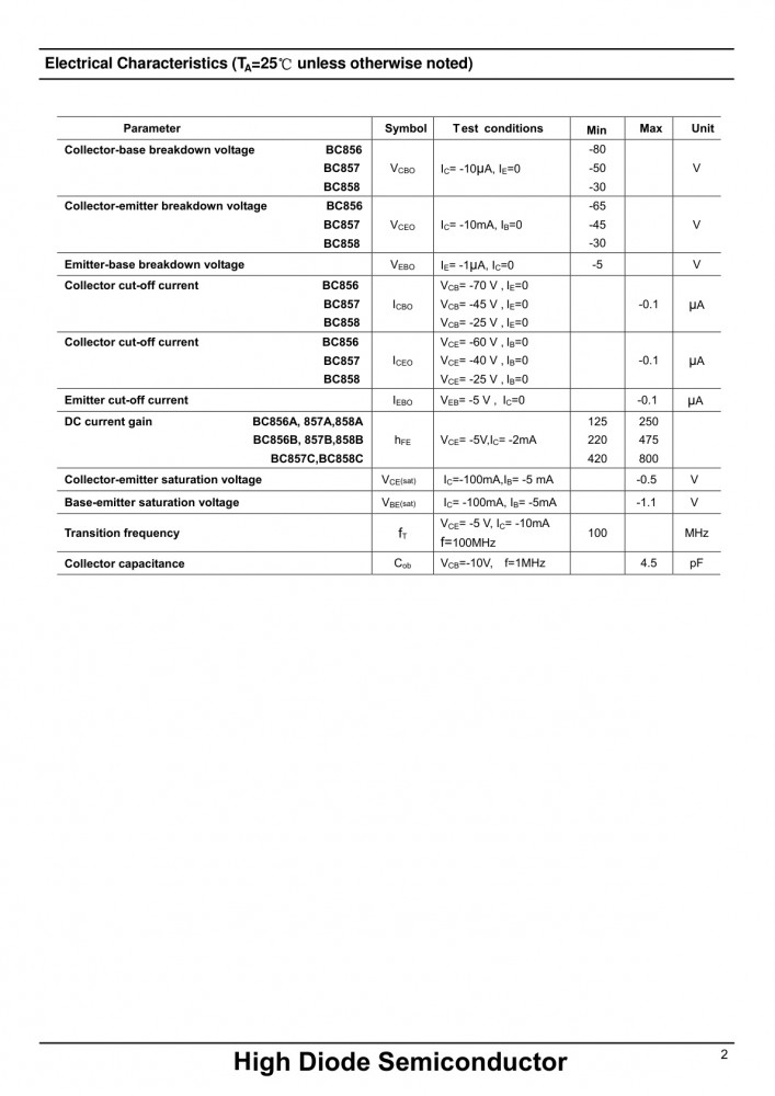 BC856B datasheet page 2