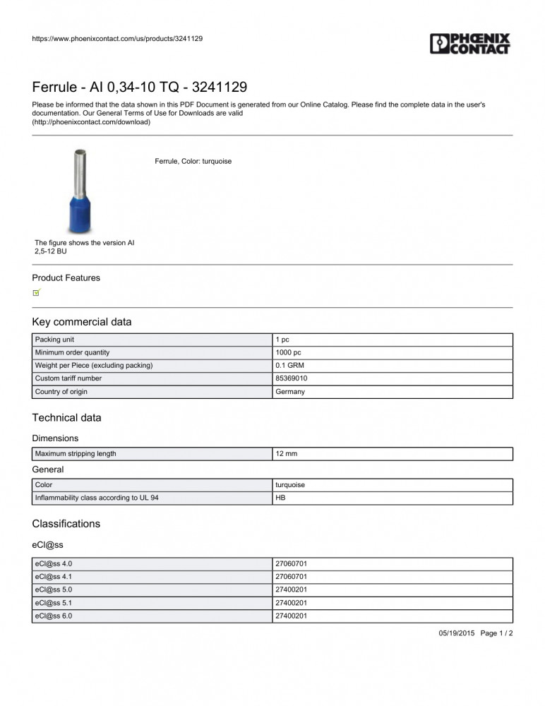 Phoenix Contact 3241129 document page 1