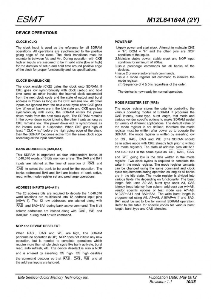 M12L64164A datasheet page 10