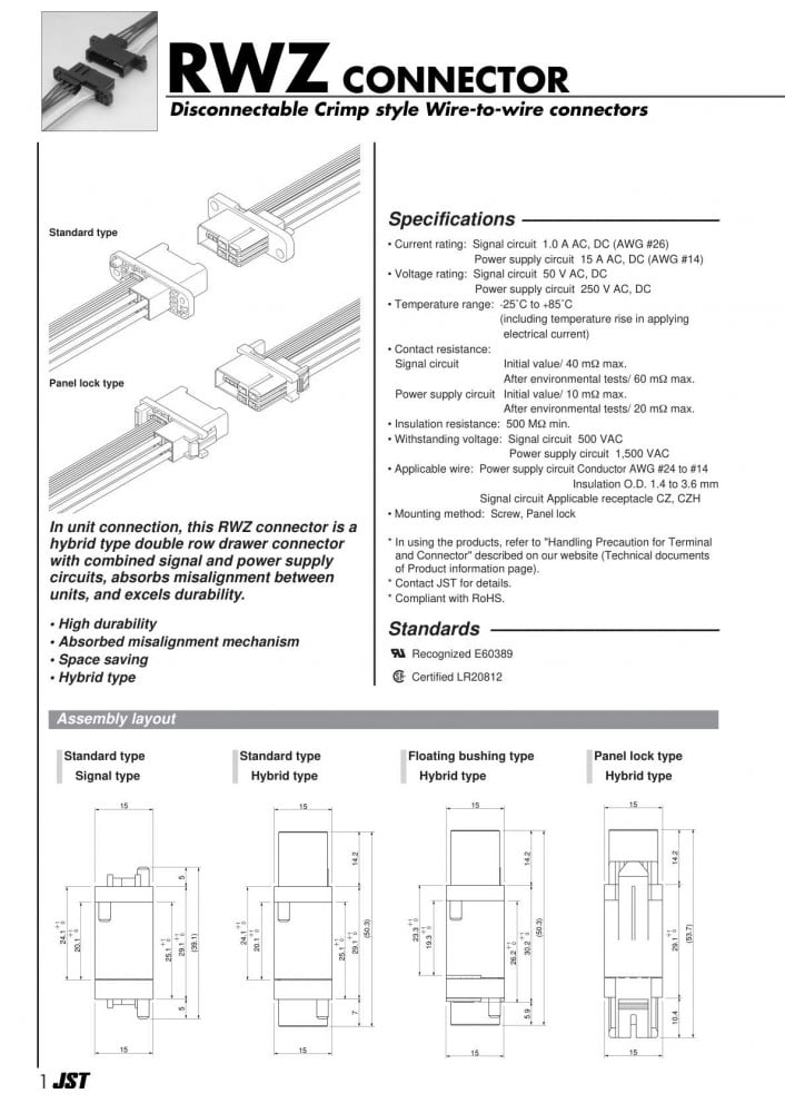 JST RWZ connector documentation page 1