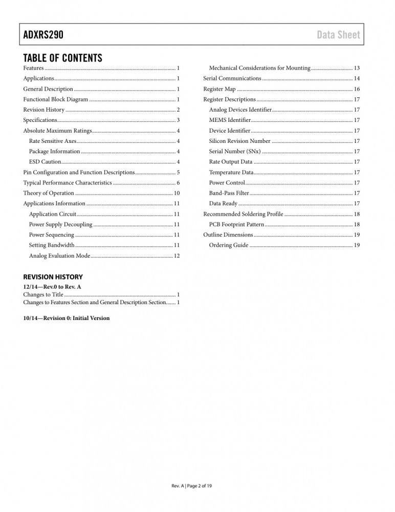 ADXRS290 datasheet page 2