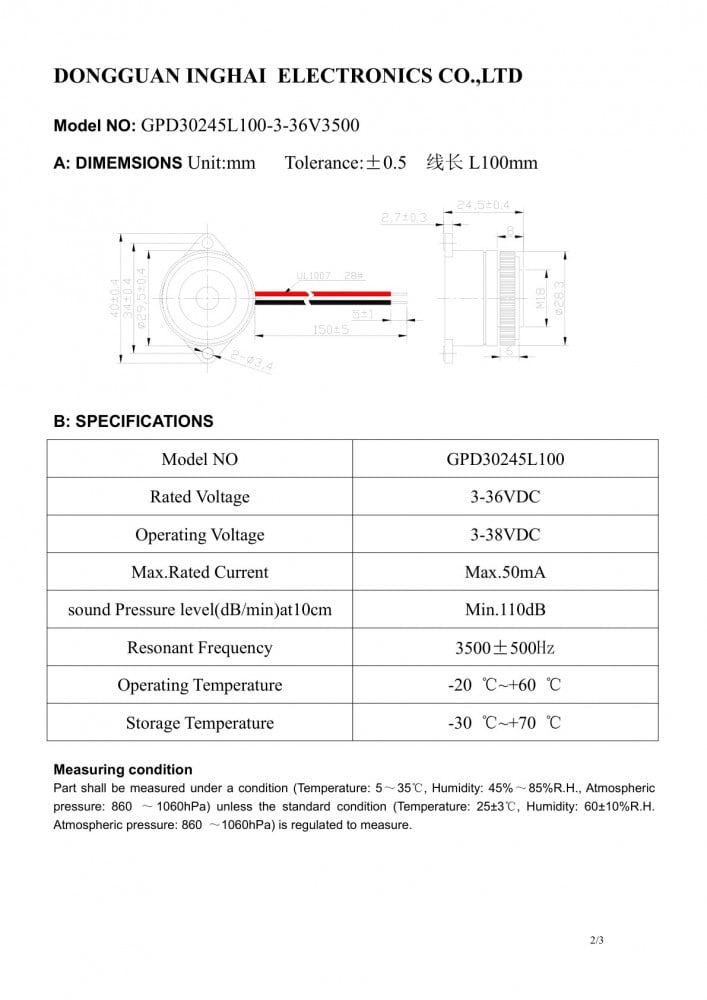 INGHAi GPD30245L100-5V3500 specification page 2