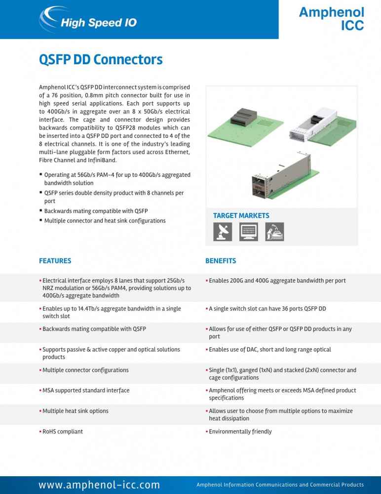 Amphenol QSFP-DD connector document page 1