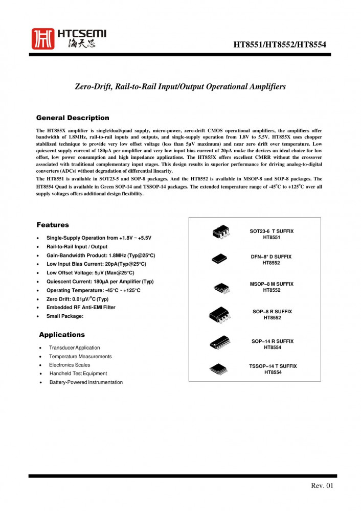 HT8552ARZ datasheet page 1
