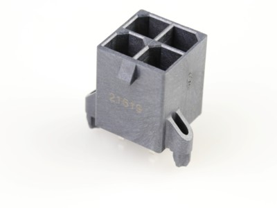 Mega-Fit ColorLock Vertical Header with Crush Pegs, 5.70mm Pitch, Through Hole, Dual Row, 4 Circuits, Matte Tin (Sn) Plating, 3.73mm Tail Length, Glow-Wire Capable, Tray, Natural