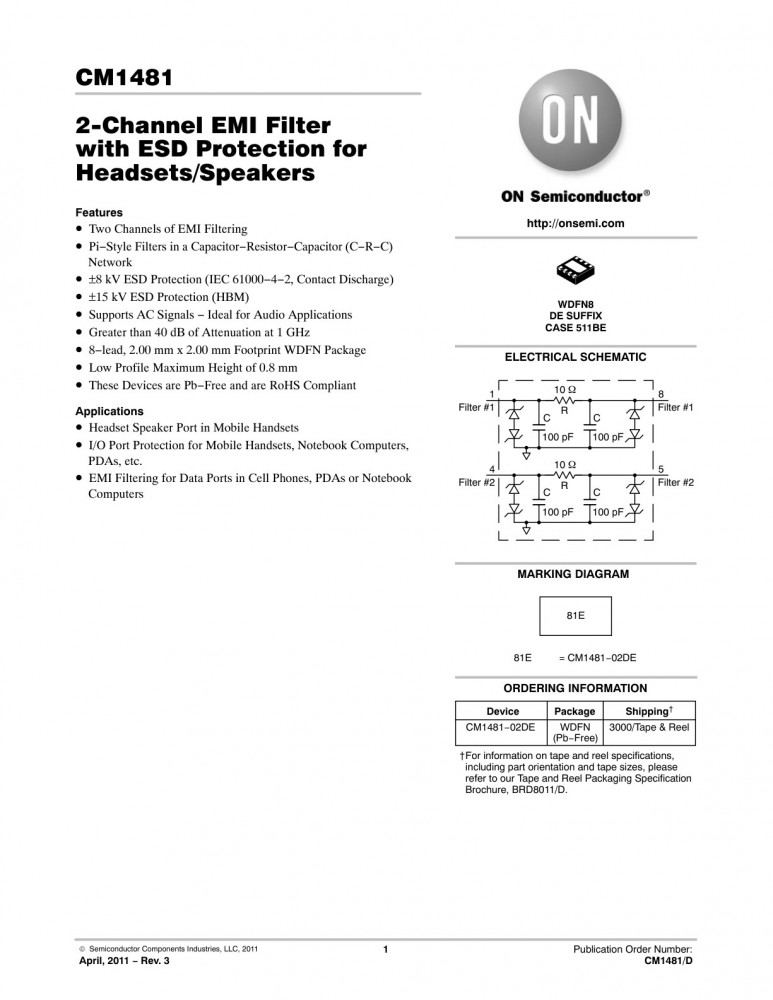 CM1481 technical document page 1