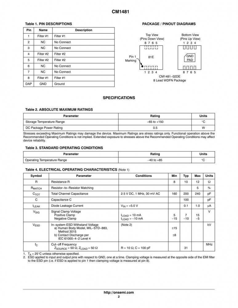CM1481 technical document page 2