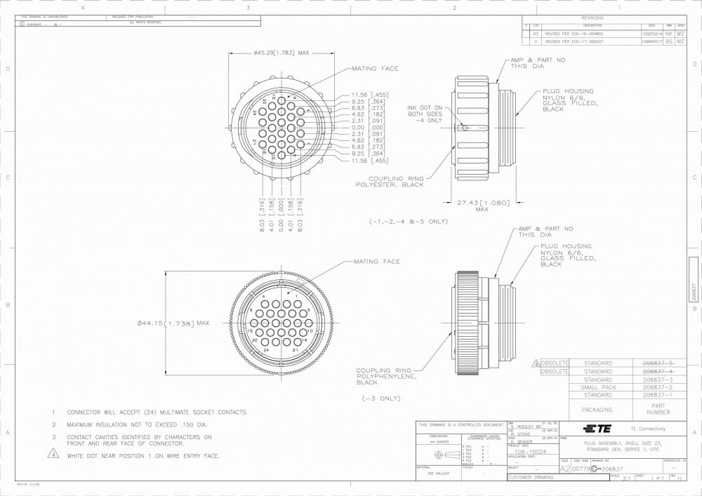 TE Connectivity 206837-1 technical document preview