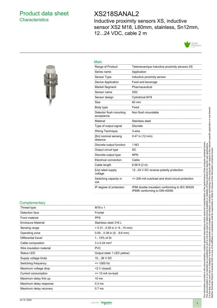 XS218SANAL2 documentation page 1