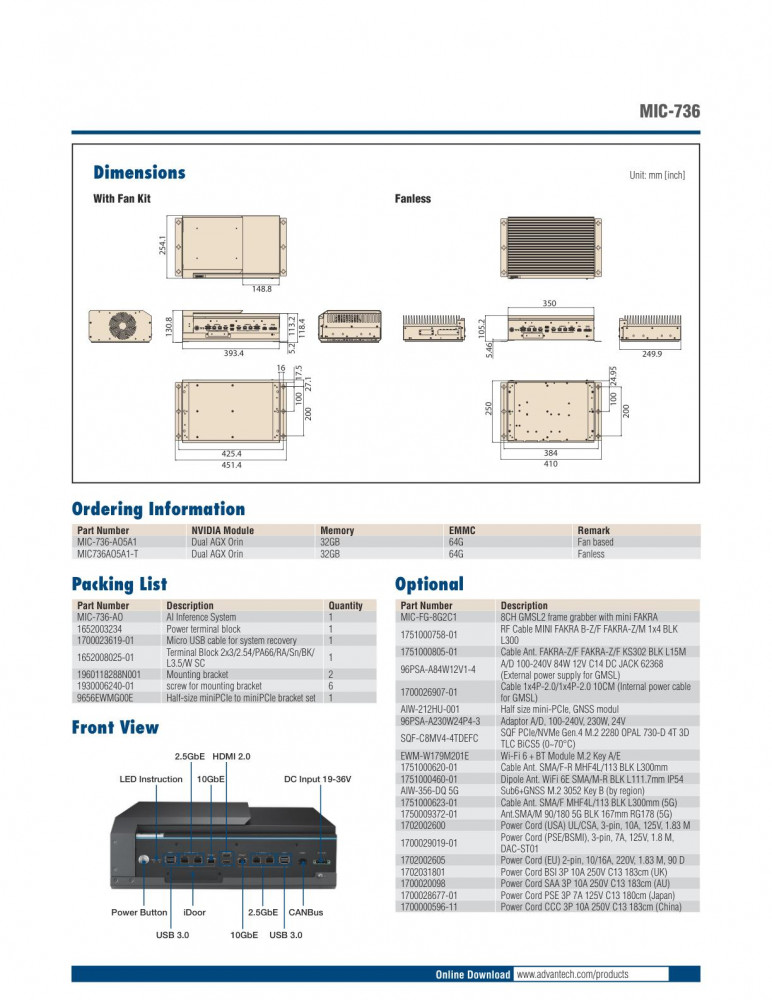 MIC-736 product document, page image 2