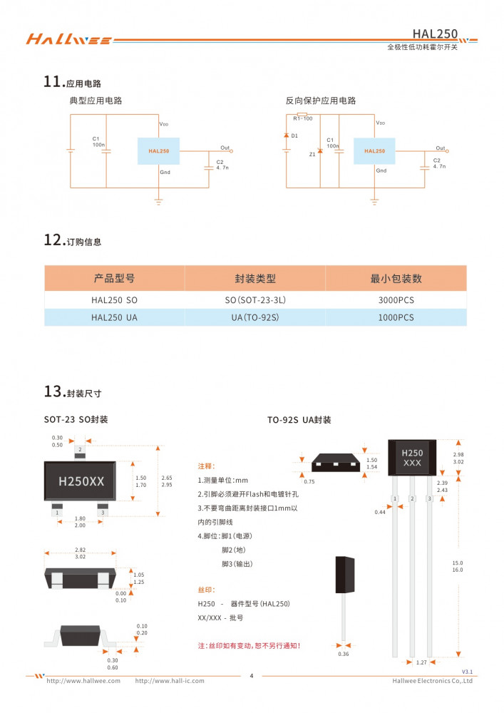 HAL250SO datasheet page 4